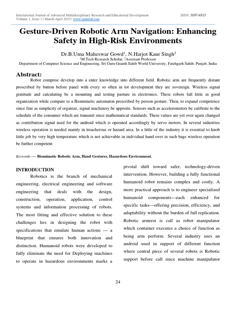 Gesture-Controlled Robotic Arm Safety | PDF | Robotics | Robot