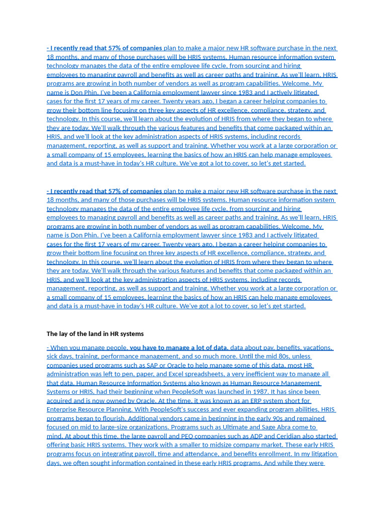 Understanding HRIS: Features & Benefits | PDF | Recruitment | Paycheck