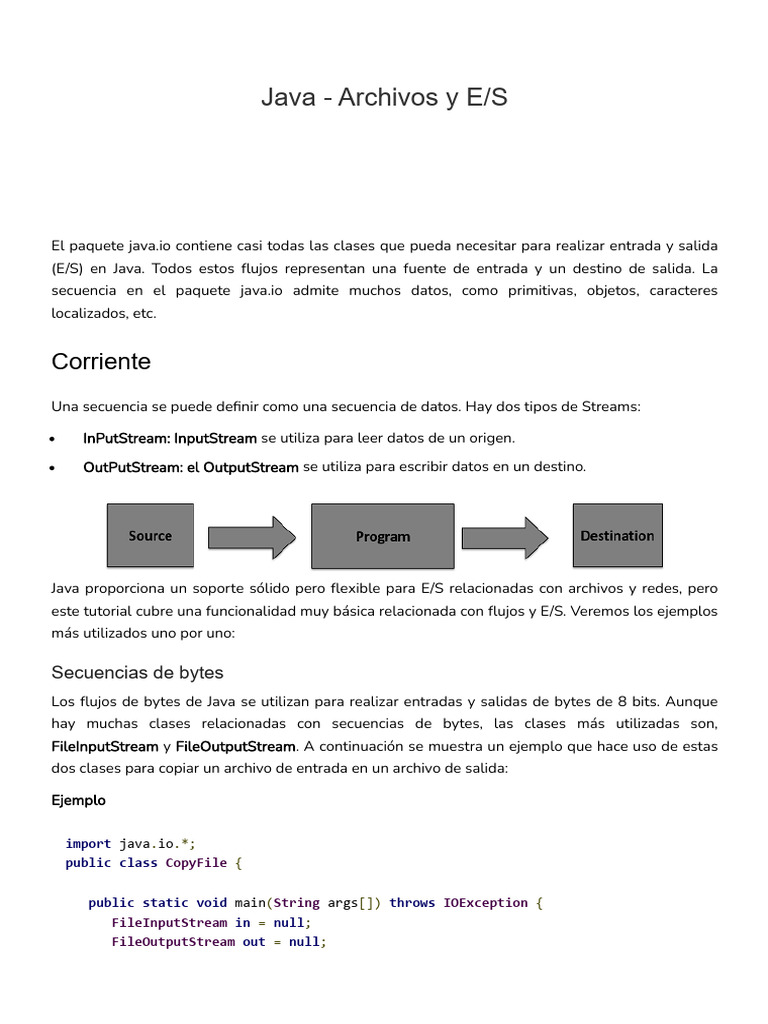 Java - Archivos y E - S | PDF | Programa de computadora | Programación