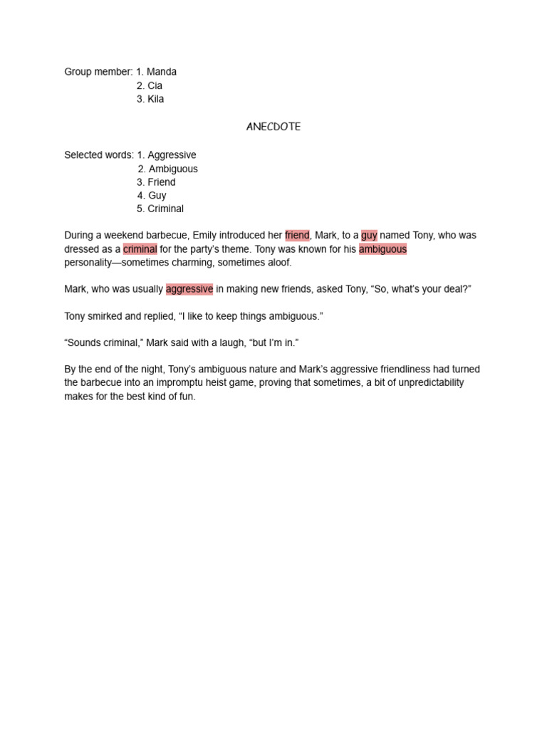 Anecdote | PDF