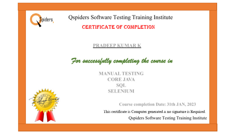 Manual Testing Certificate Download | PDF