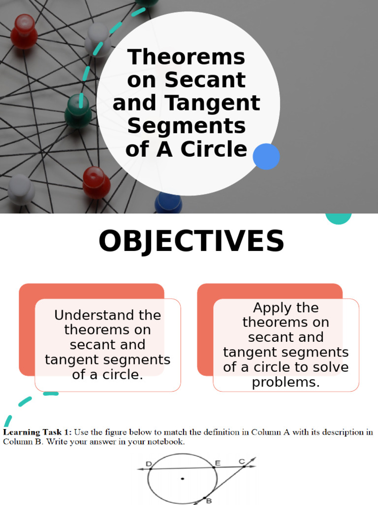 Theorems On Secant and Tangent Segments of A Circle | PDF