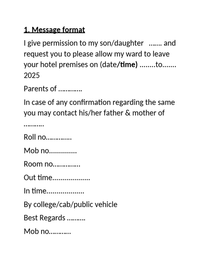 Hotel Gate Pass Request Template | PDF