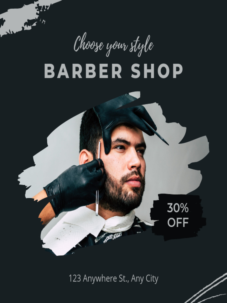Blue Brush Stroke Barber Shop Instagram Post | PDF