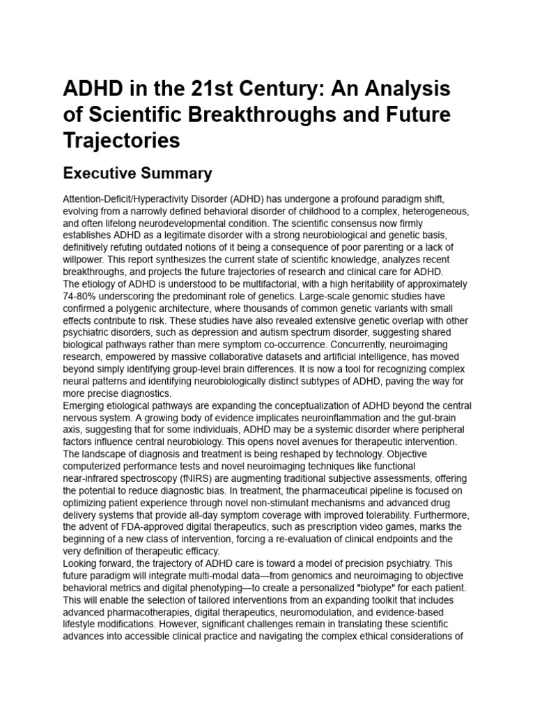 ADHD Research - Breakthroughs and Future | PDF | Attention Deficit ...
