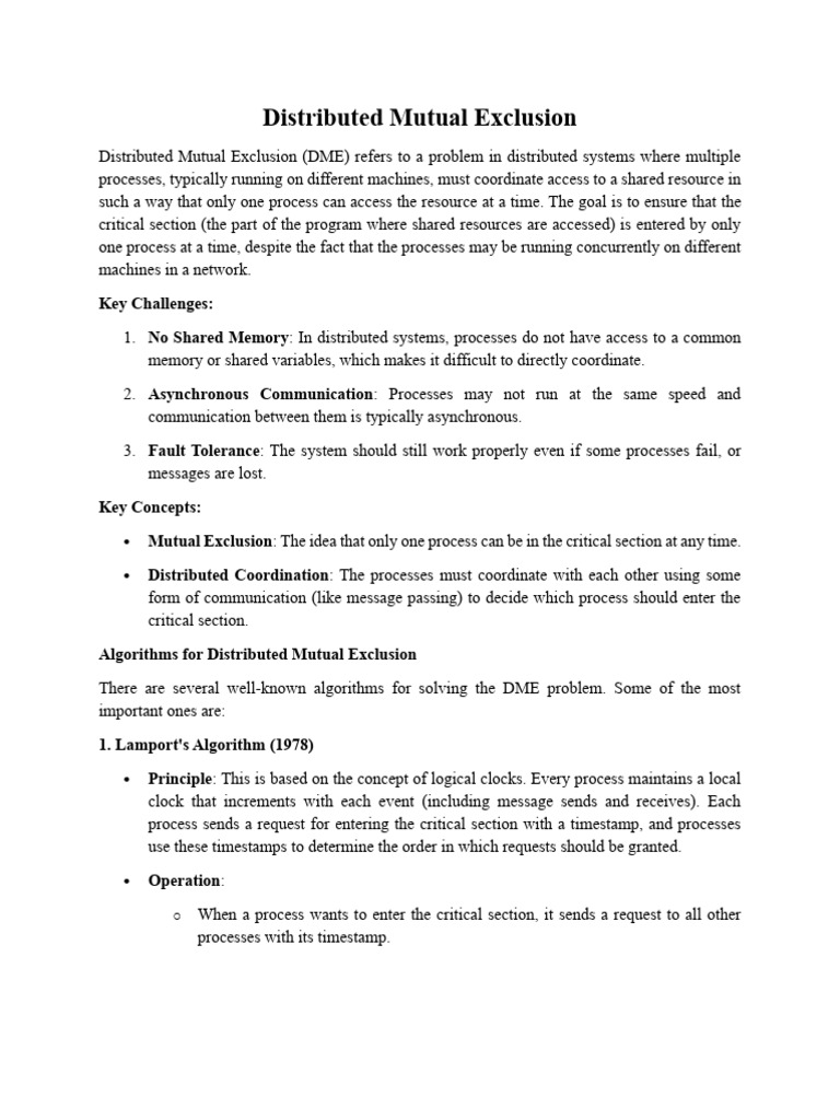 Distributed Mutual Exclusion | PDF | Distributed Computing ...