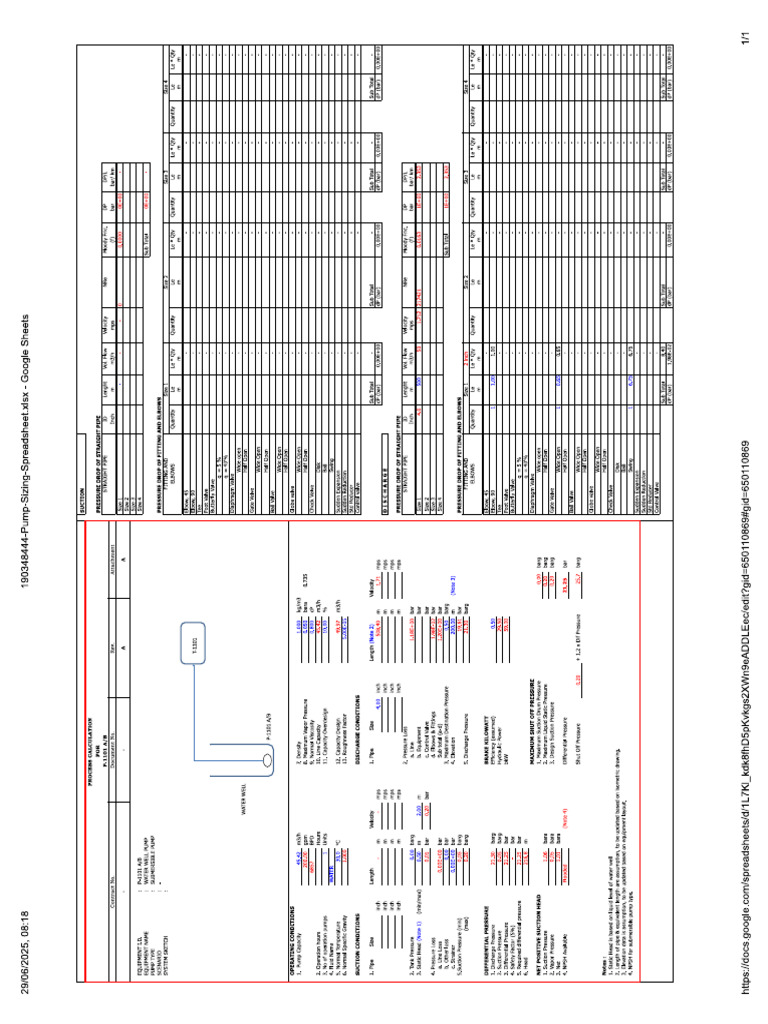 ? Pump Sizing Calculation Spreadsheet-1 | PDF