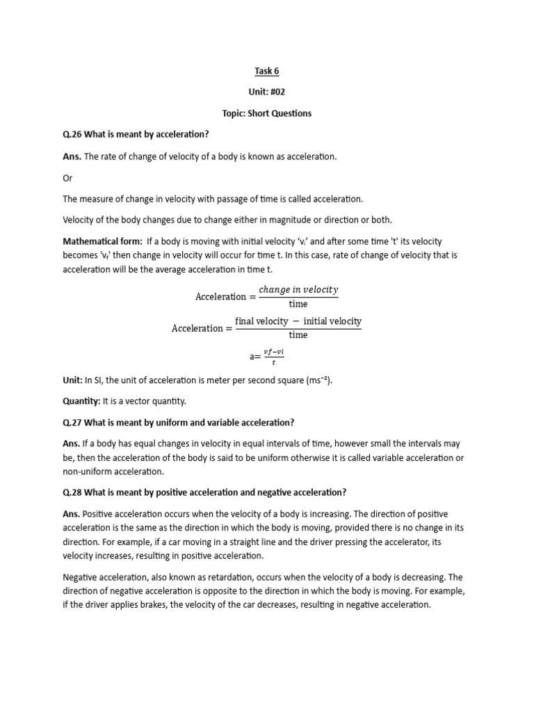 Class 8th Physics Task 6 | PDF