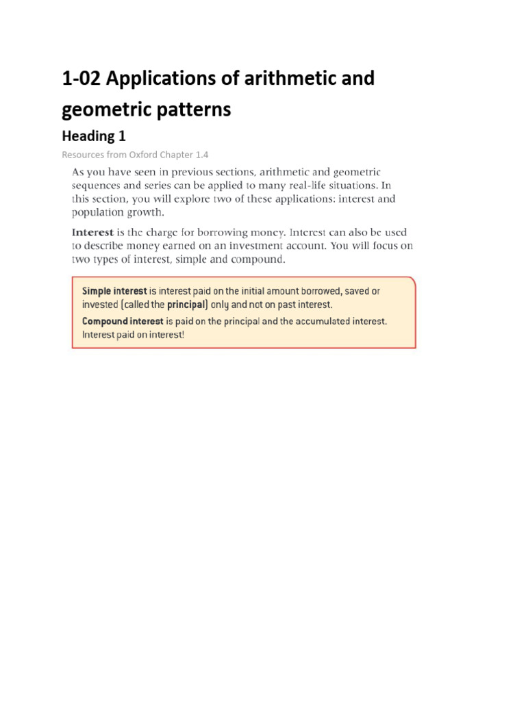1-02 Applications of Arithmetic and Geometric Patterns | PDF