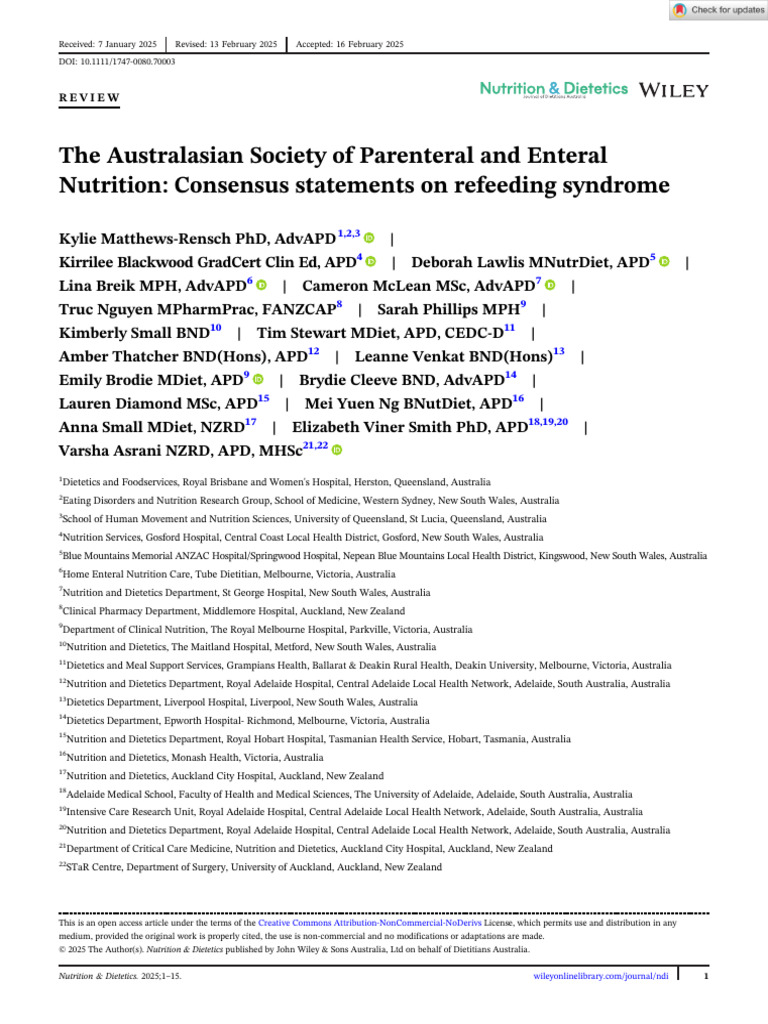 Refeeding Syndrome Management Guidelines | PDF | Human Nutrition ...