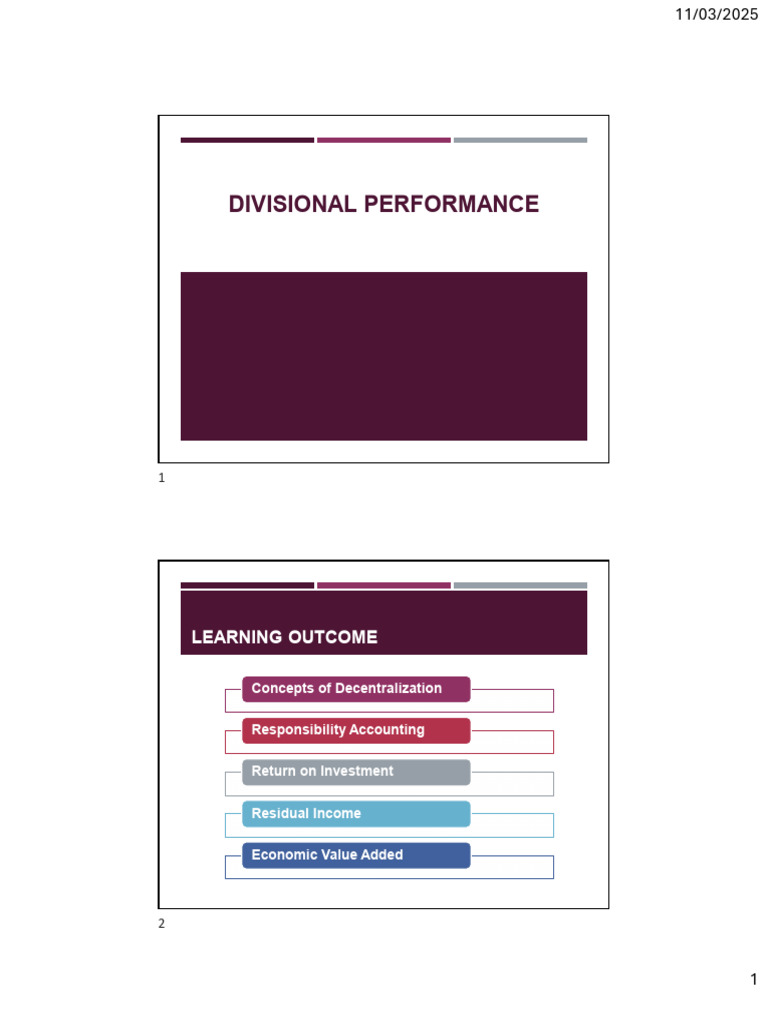 Week7 - Divisional Performance - Updated | PDF | Depreciation | Expense