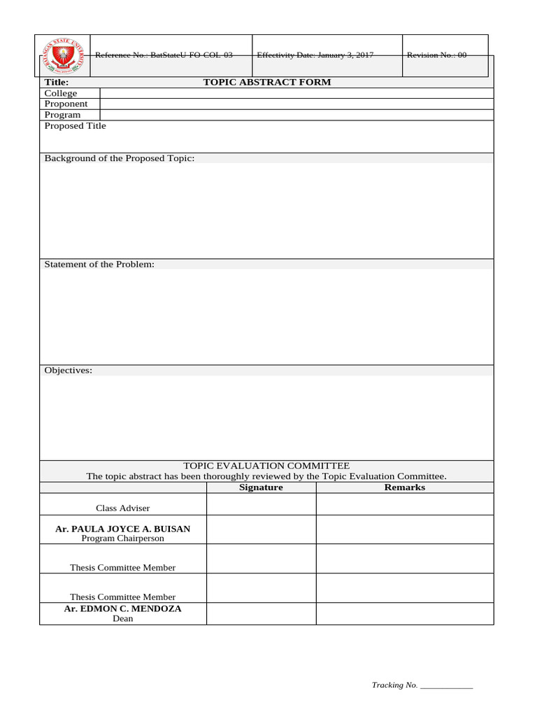 Topic Abstract Submission Form | PDF