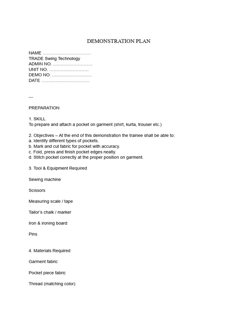 Demo Plan Pocket's | PDF