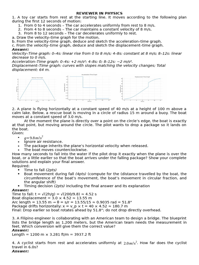 Reviewer in Physics | PDF | Acceleration | Motion (Physics)