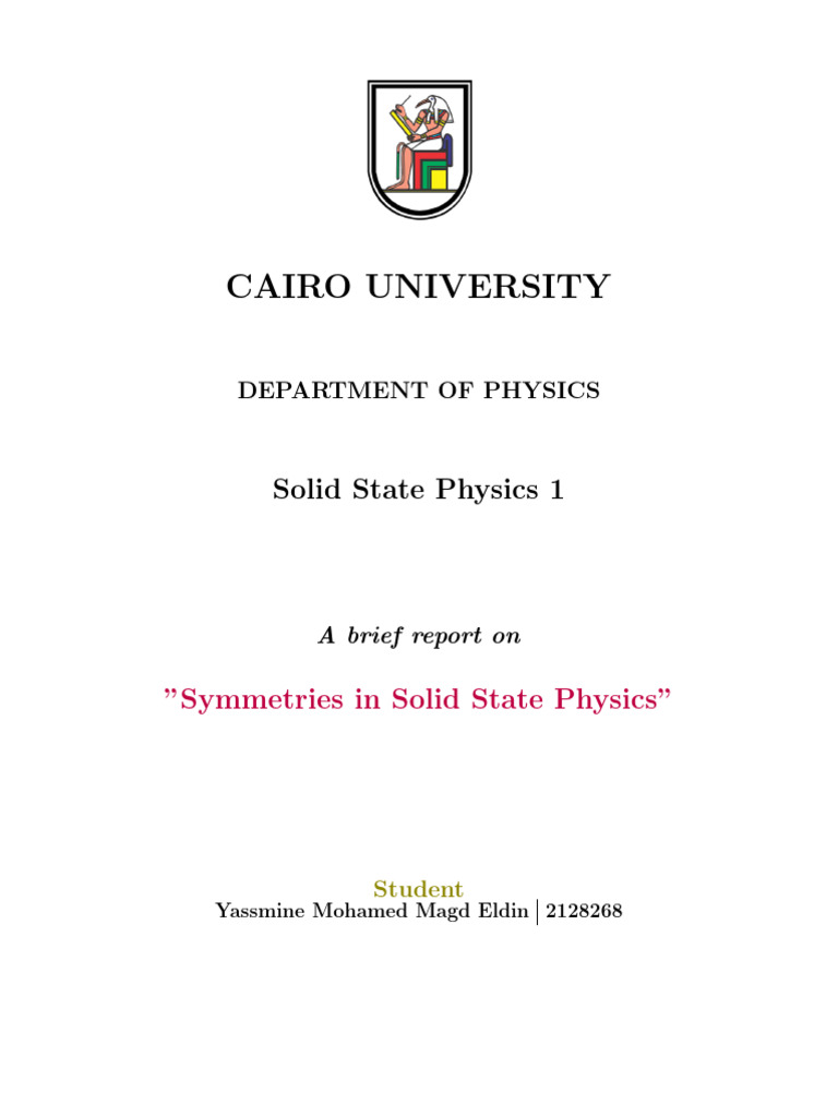 Symmetries in Solid State Physics | PDF | Crystal Structure | Lattice (Group)