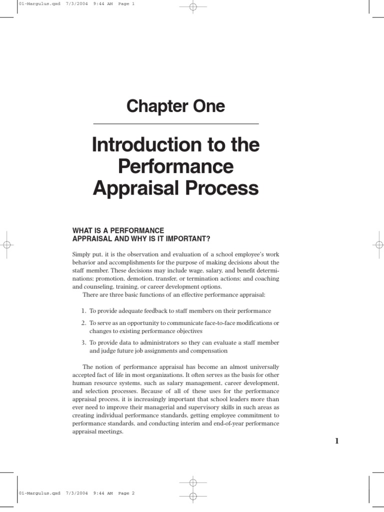Introduction To The Performance Appraisal Process: Chapter One ...