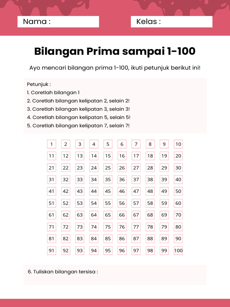 Mencari Bilangan Prima 1-100 | PDF