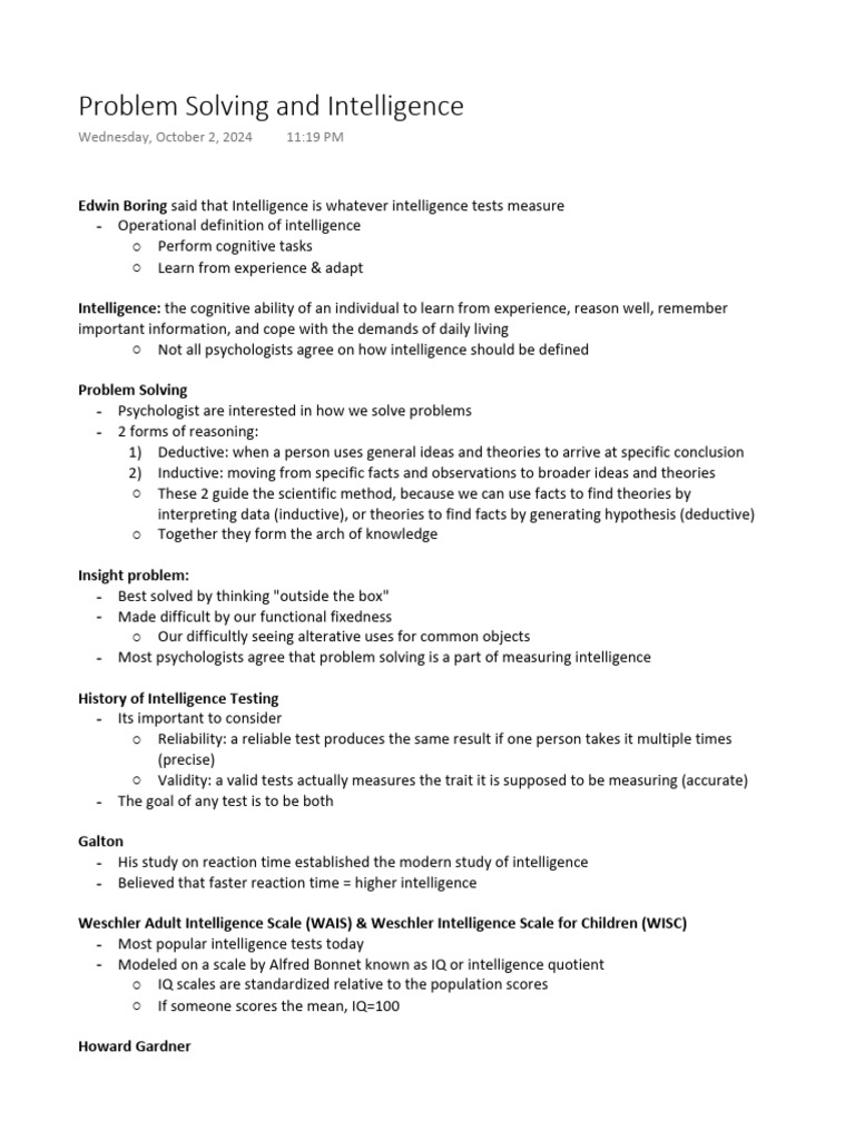 Problem Solving and Intelligence | PDF | Intelligence | Intelligence ...