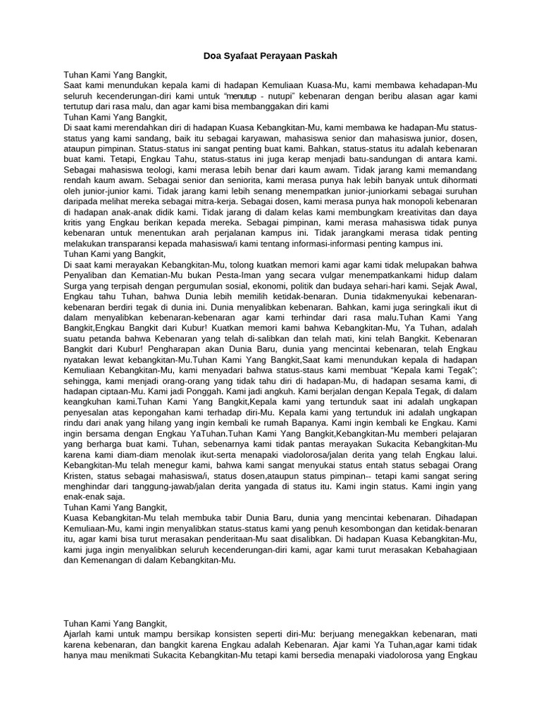 Doa Syafaat Perayaan Paskah | PDF