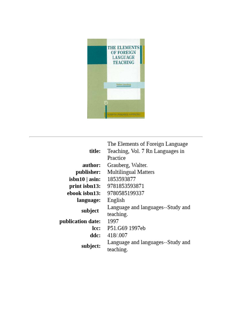 Elements of Foreign Language Teaching | PDF | Word | Vocabulary