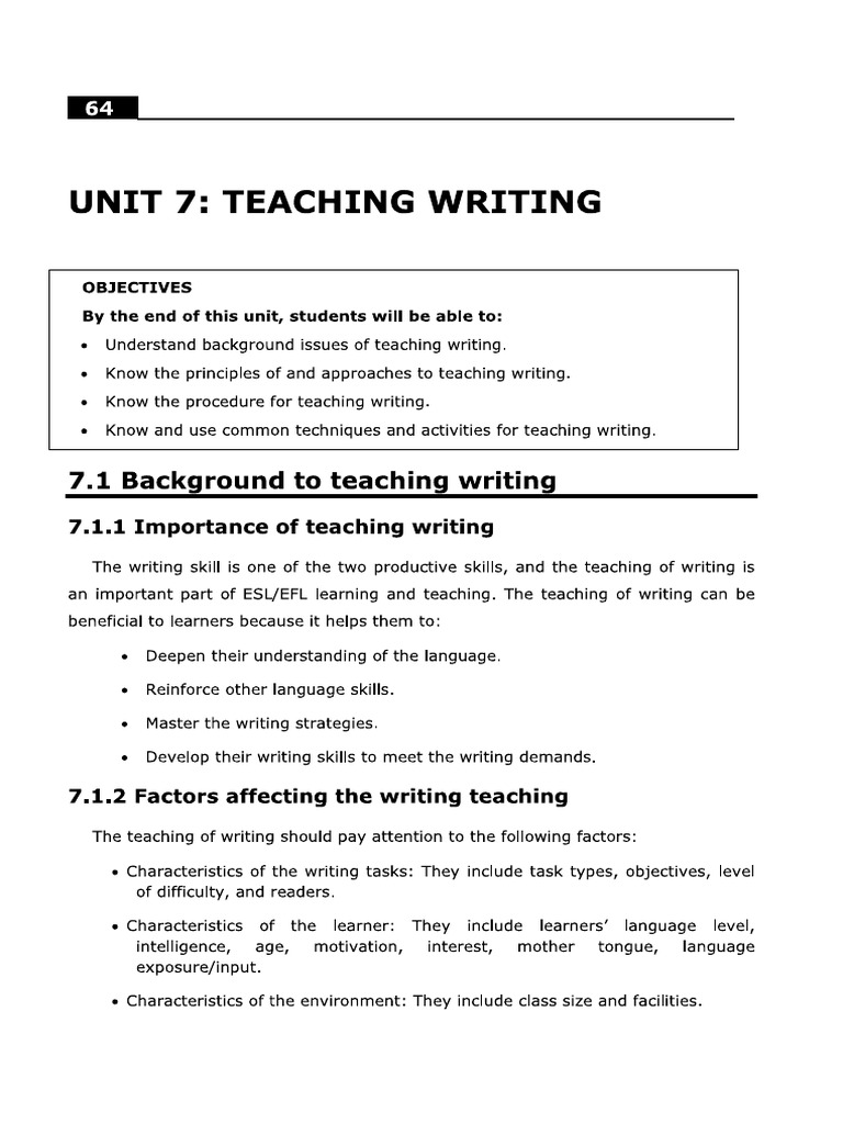 Unit 7 Teaching Writing | PDF