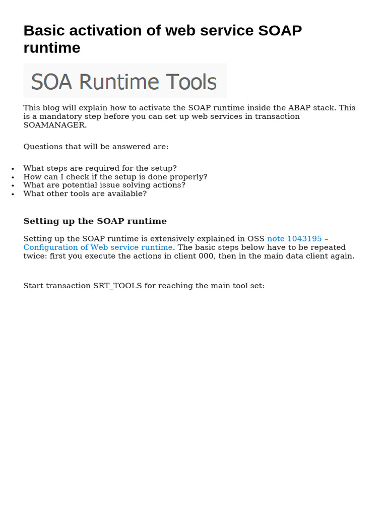 Basic Activation of Webservice SOAP Runtime | PDF | Web Service | Computer Engineering
