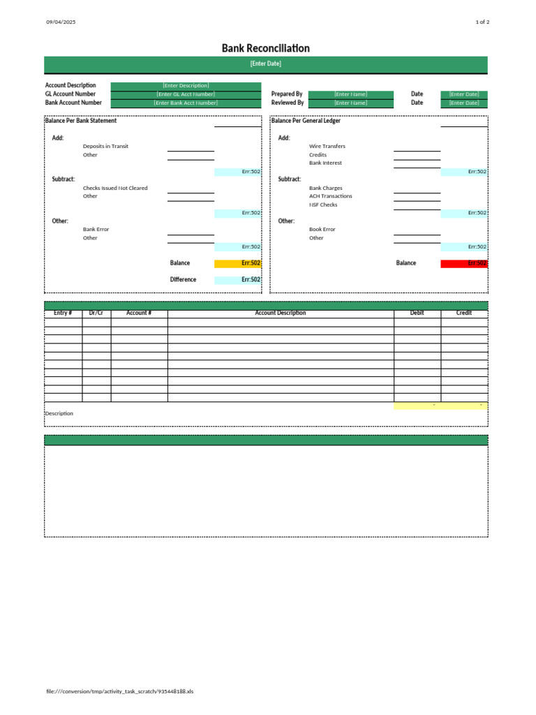 Excel-Bank-Reconciliation-template | PDF | Debits And Credits | Banks