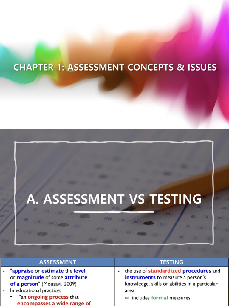 Chapter 1A - Assessment Vs Testing | PDF