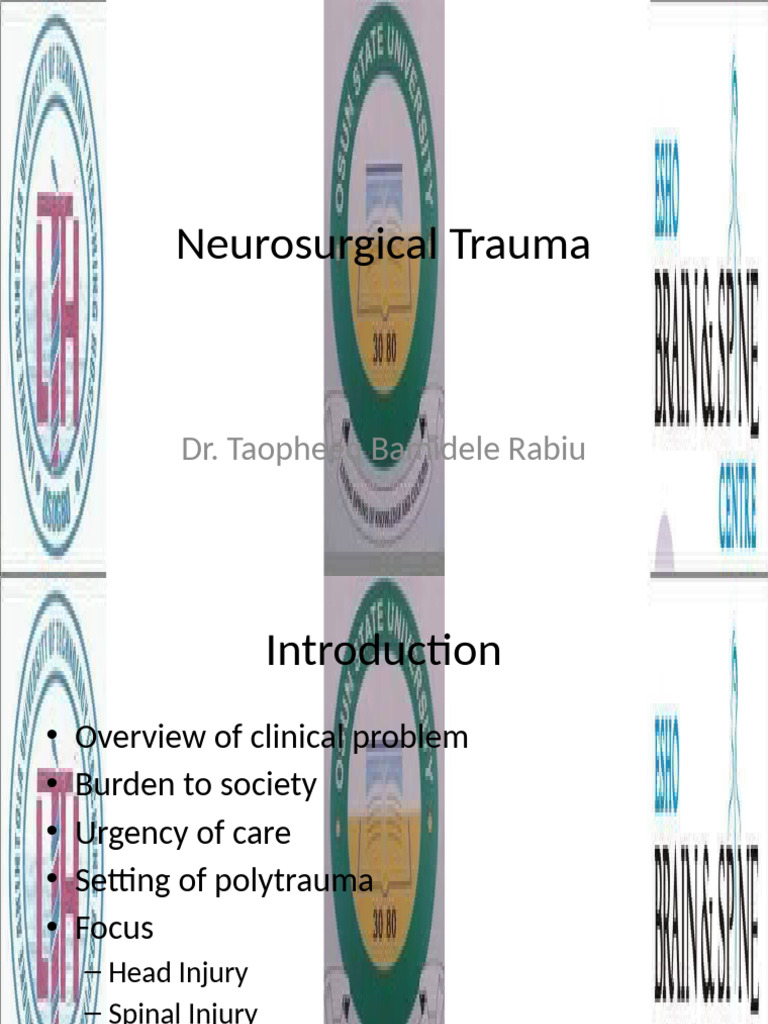 Neurosurgical Trauma: Head & Spinal Injuries | PDF | Traumatic Brain ...