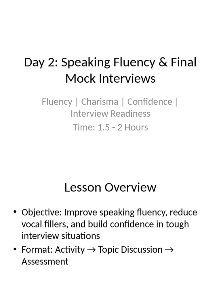 Day2 Speaking Fluency Lesson | PDF | Learning | Communication