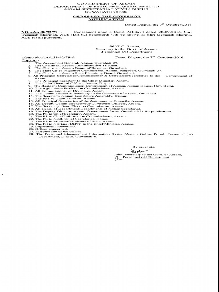 Affidavit of Shri Debasish Sharma, ACS (DR-92) | PDF