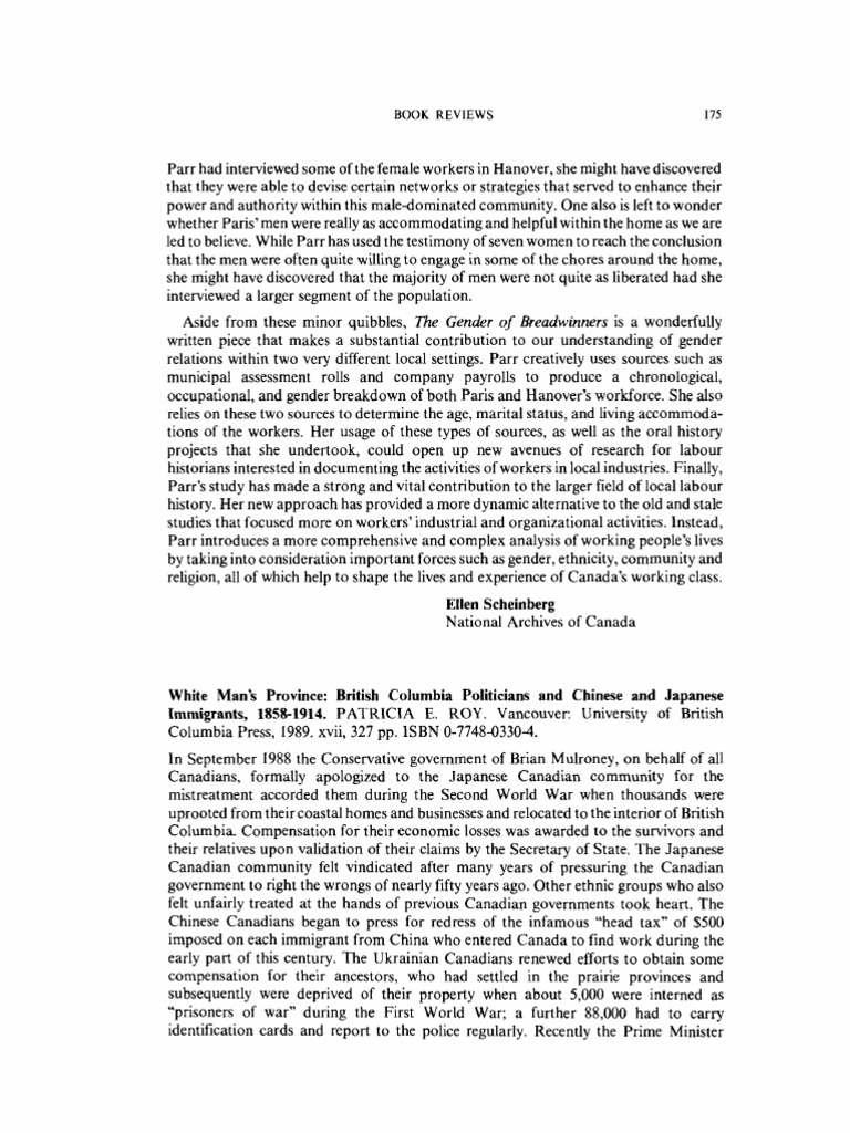 Patricia Roy | PDF | Trade Union | British Columbia