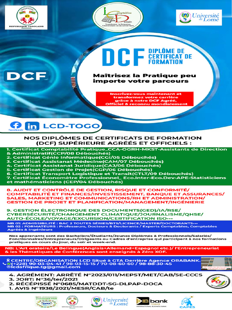 Catalogue Diplômes de Certificats de Formation LCD 2025-2030-1 | PDF