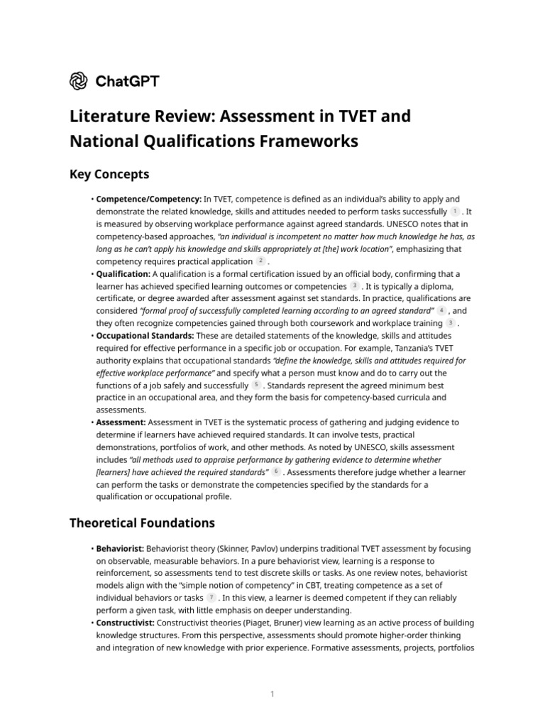 TVET Assessment and Competency Frameworks | PDF | Educational ...