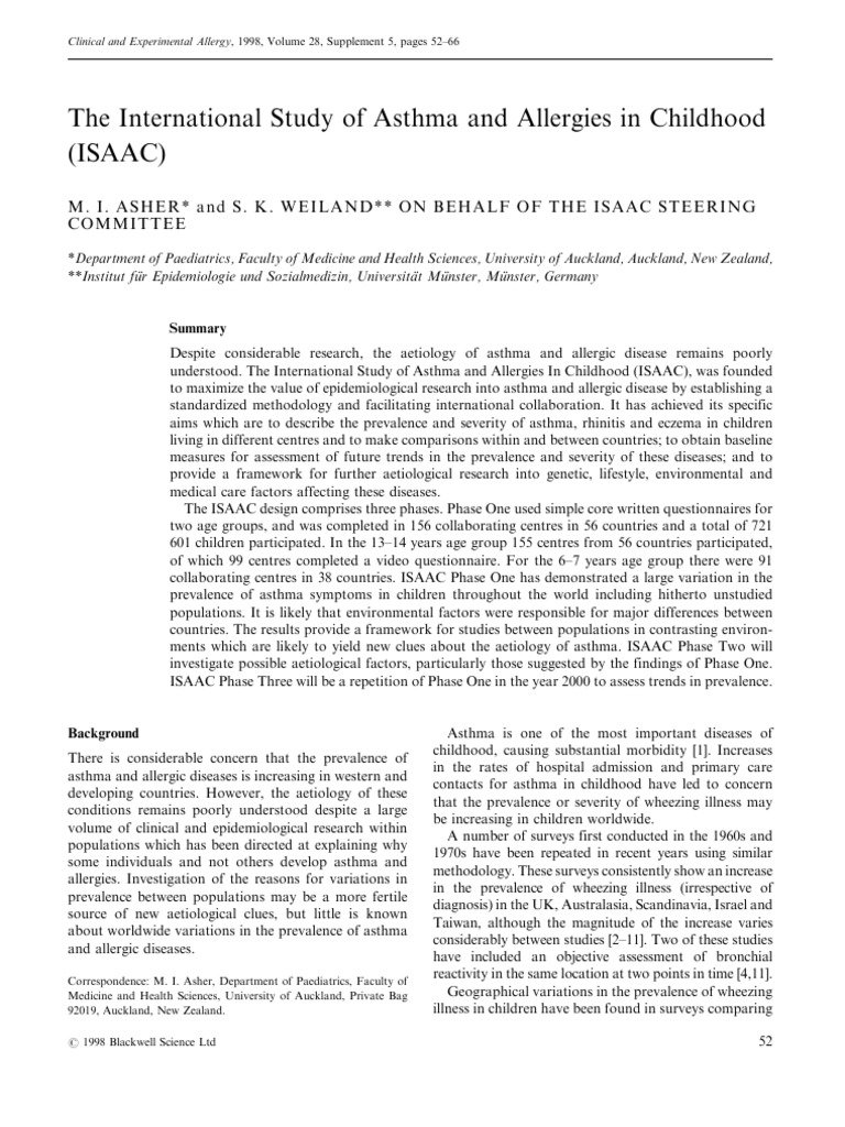 ISAAC STUDY | PDF | Asthma | Allergy