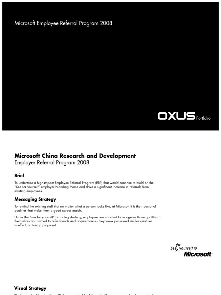 Microsoft Employee Referral Program 2008: Portfolio | PDF | Career & Growth