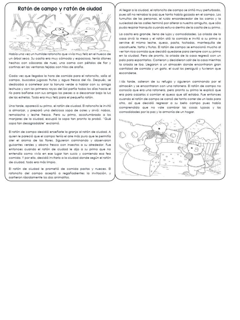 Ratón de campo y ratón de ciudad | PDF | Alimentos