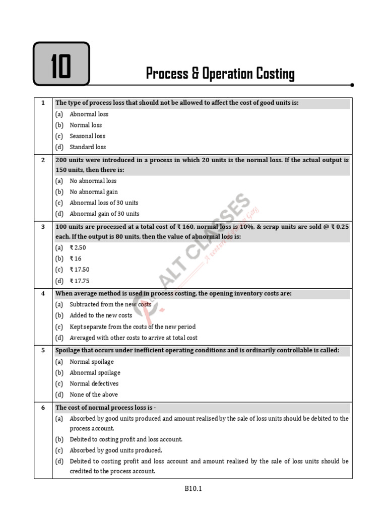 Process Costing and Loss Analysis Guide | PDF | Business | Business ...