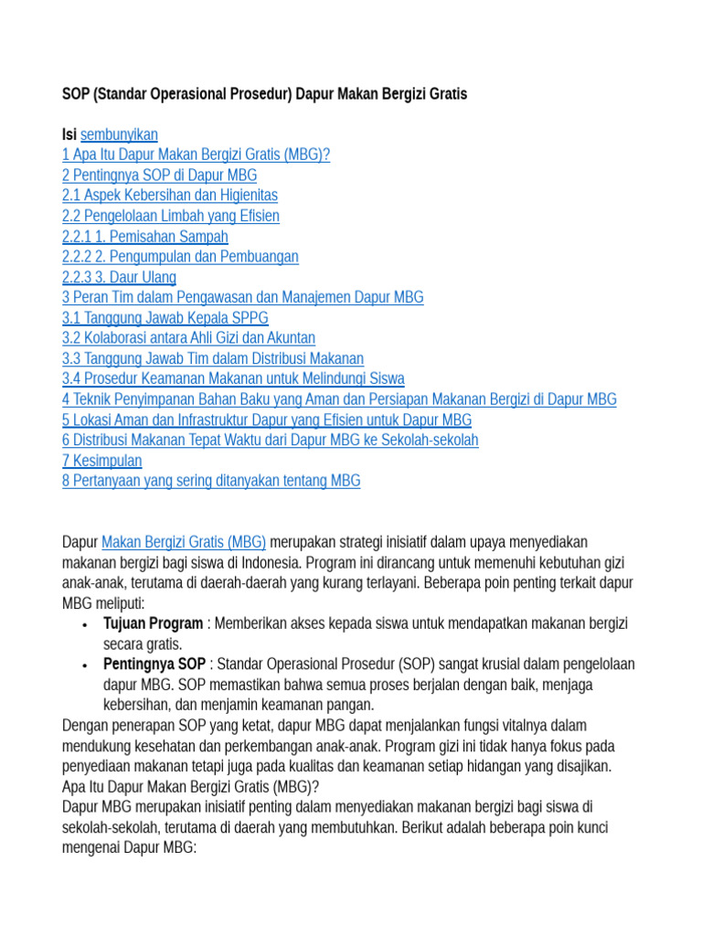 Sop Dapur MBG | PDF