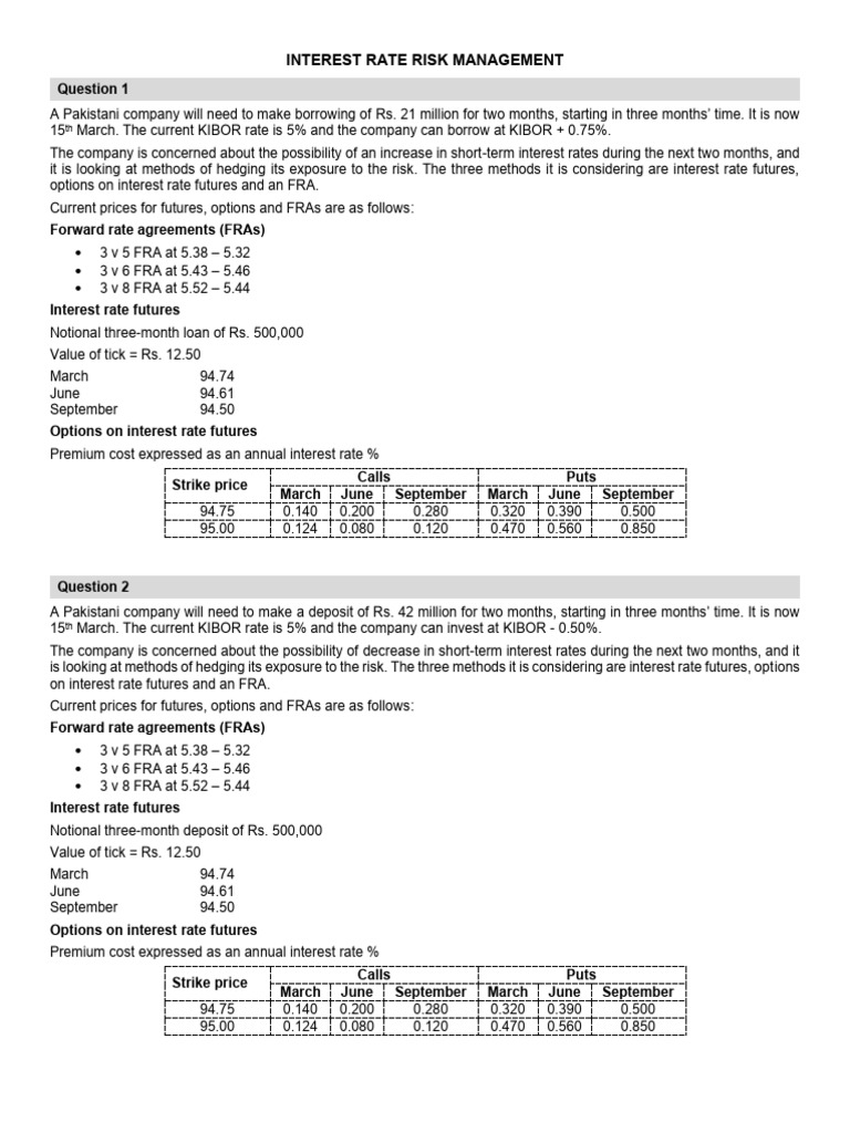 Interest Rate Risk Management Strategies | PDF | Futures Contract ...