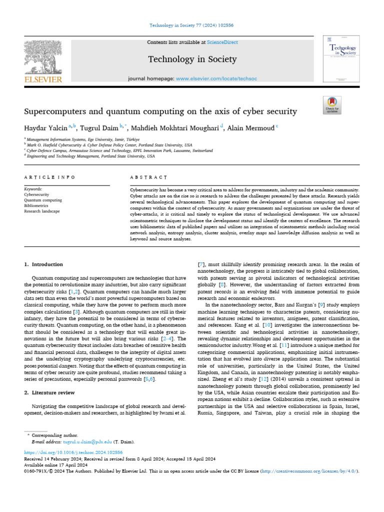 Supercomputers and Quantum Computing On The Axis of Cyber Security | PDF | Computer Cluster ...