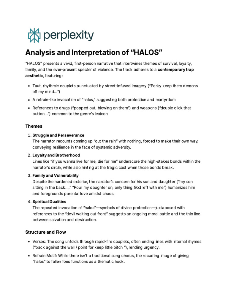 Analysis and Interpretation of “HALOS” | PDF
