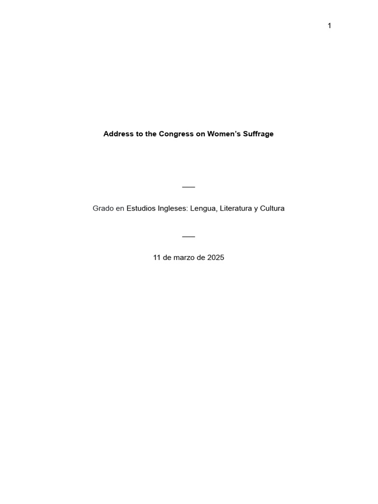 Carrie Chapman Catt. Address To The Congress On Women's Suffrage. 1917 ...