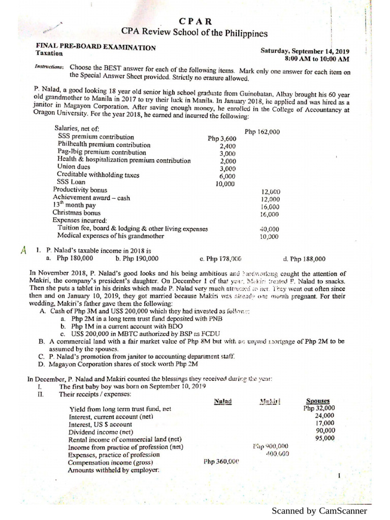 CPAR TAX 1910 Final Preboard (80) X | PDF