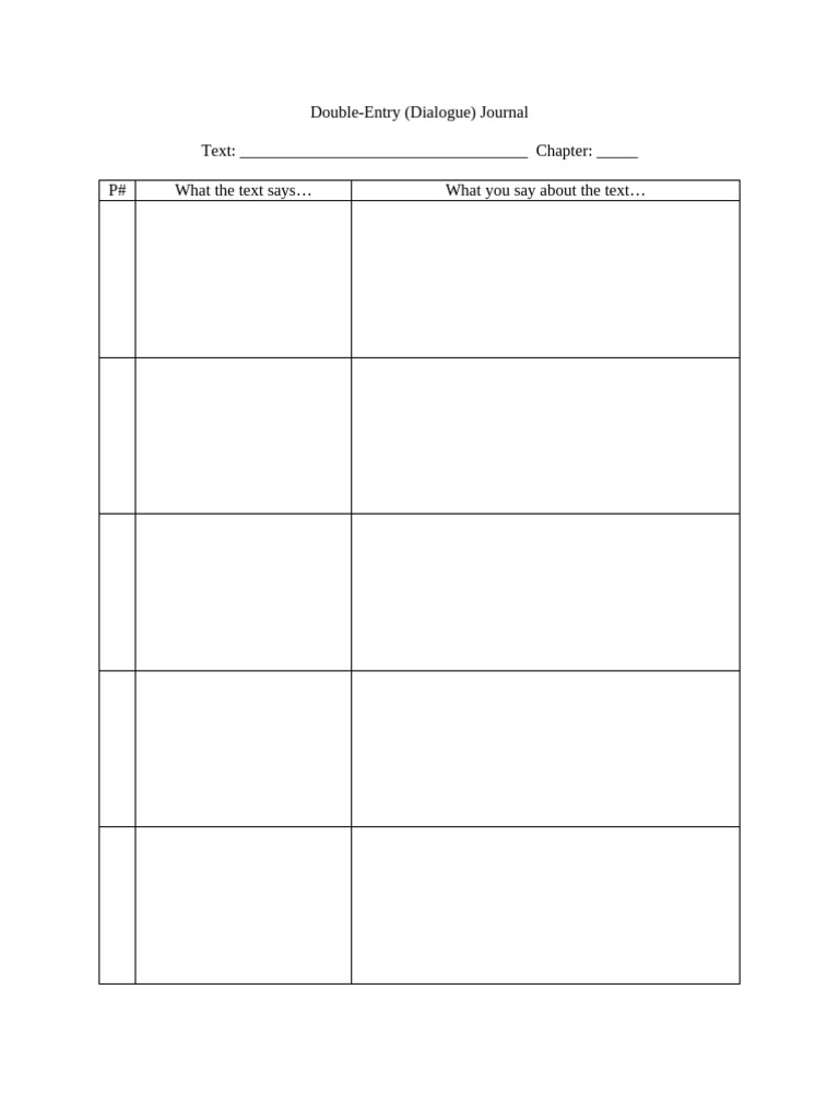Double-Entry (Dialogue) Journal | PDF