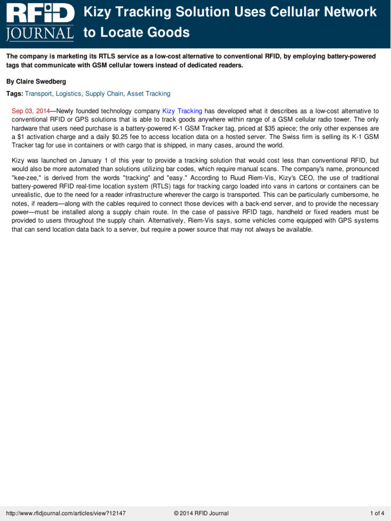 Tracking Solution Uses Cellular Network to Locate Goods | PDF | Radio ...