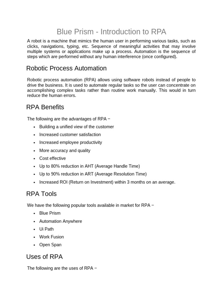 Blue Prism RPA Overview and Installation Guide | PDF | Microsoft Excel ...