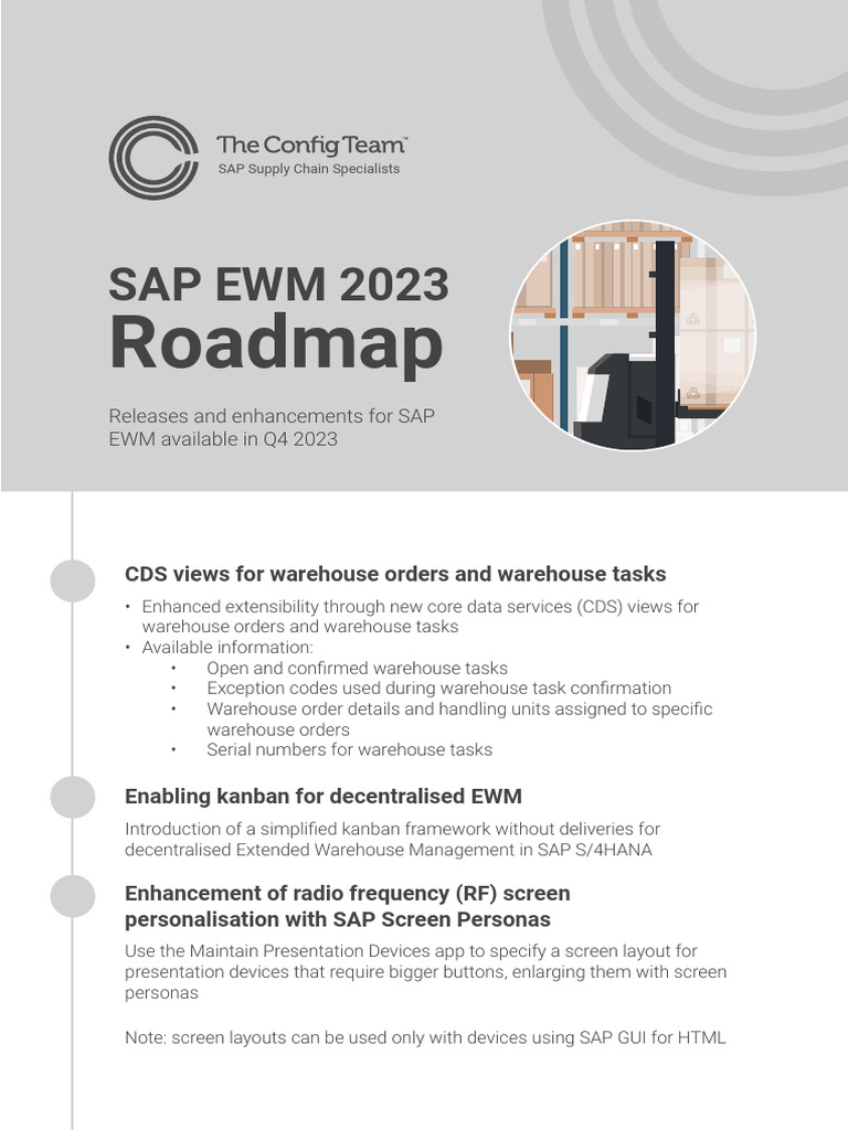 SAP EWM 2023 Roadmap Overview | PDF | Warehouse | Logistics
