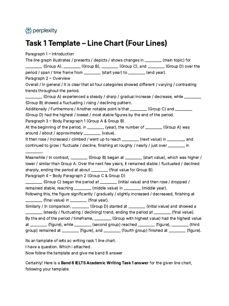 Task 1 Template - Line Chart (Four Lines) - Paragrap | PDF ...