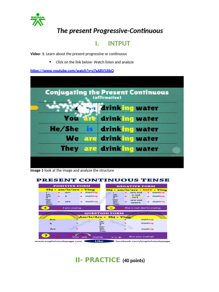 EV2 - The Present Progressive - ActividadAprendizaje | PDF | Cognitive ...